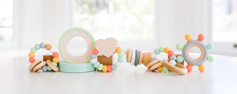 Wooden baby rattles with soothing sounds made by Bannor Toys