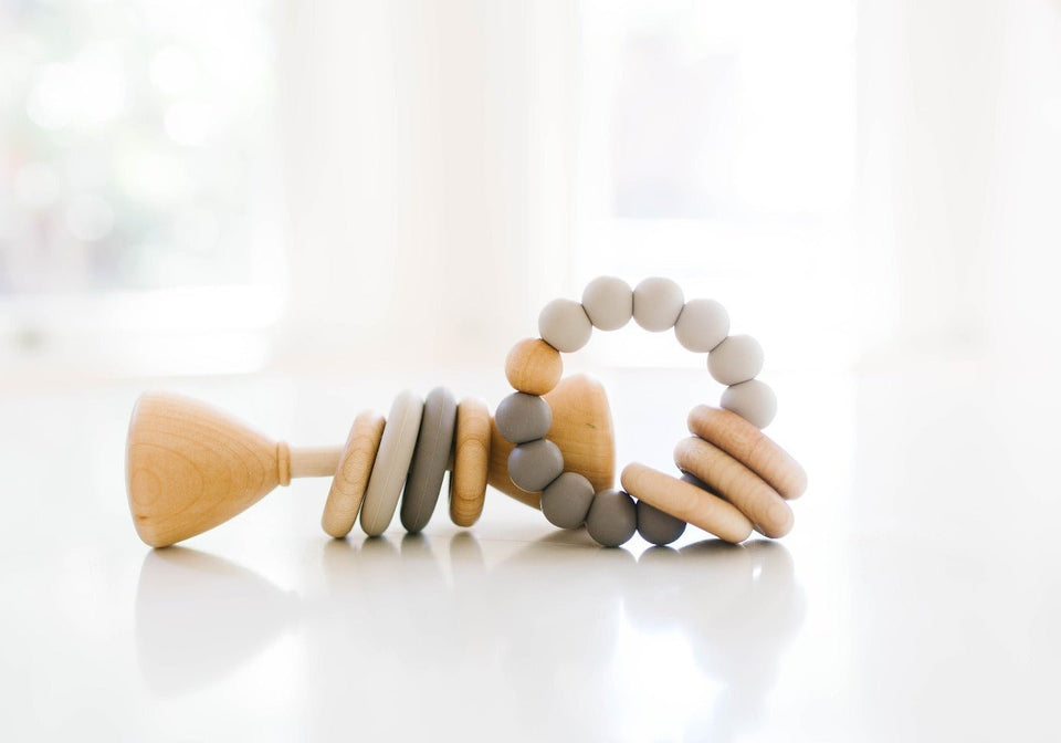 Wooden baby rattles with soothing sounds made by Bannor Toys