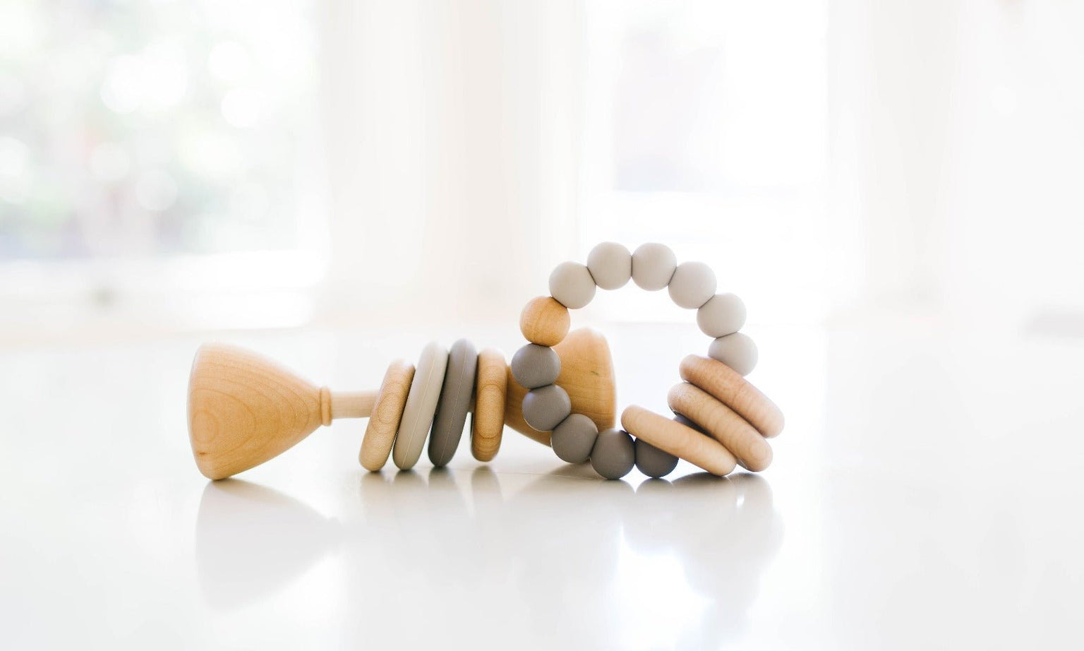 Wooden baby rattles with soothing sounds made by Bannor Toys