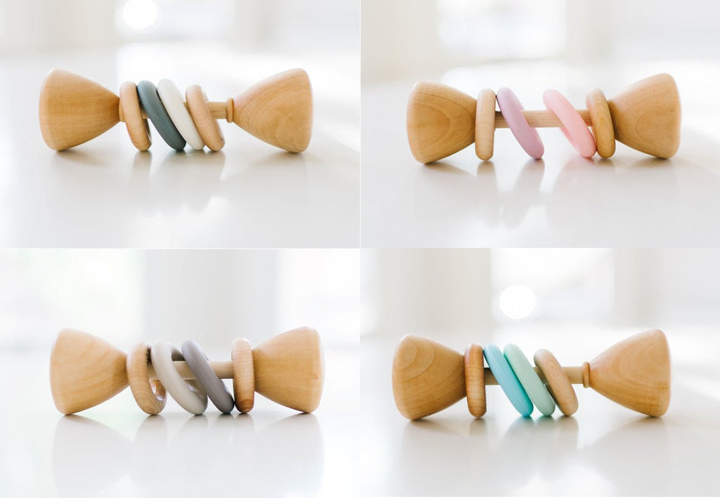 Wooden baby rattles with soothing sounds made by Bannor Toys
