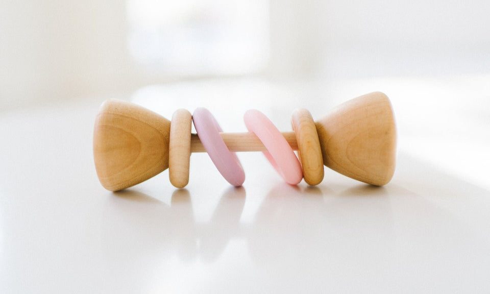 Wooden baby rattles with soothing sounds made by Bannor Toys
